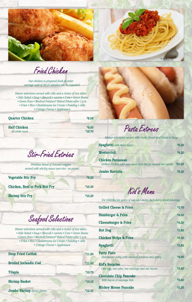 Family Restaurant Decatur IL | Dinner Menu | Lunch Menu